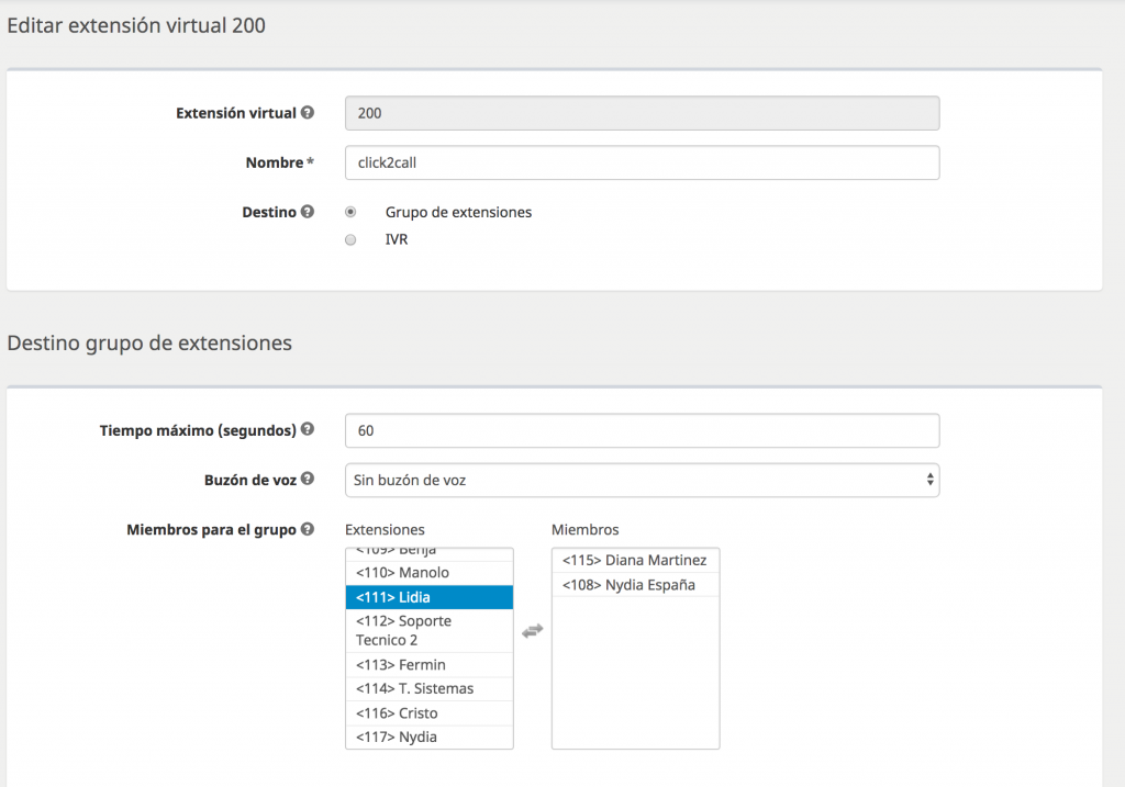 Crear y configurar extensiones en la Centralita Virtual | Centro de ayuda